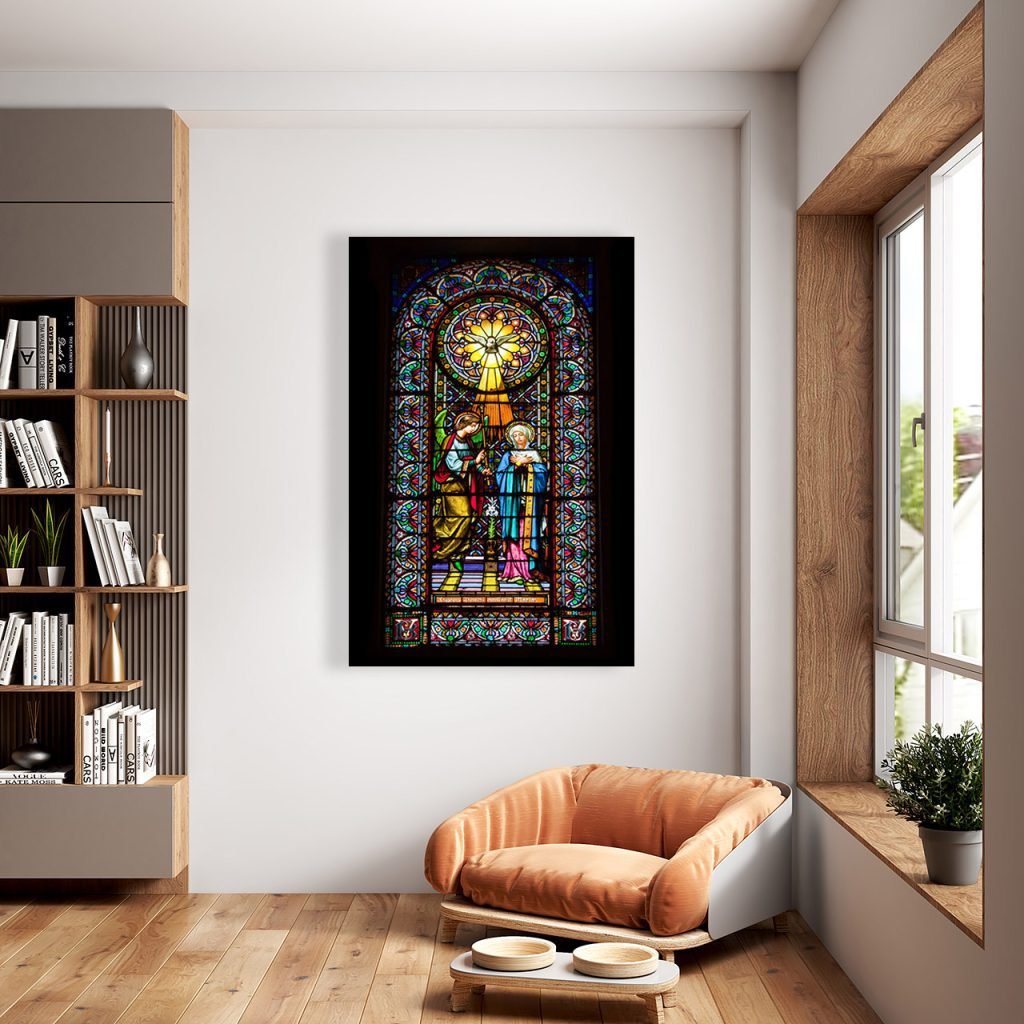 Cuadro Decorativo Canvas Religioso Vitral Espíritu Santo Virgen María